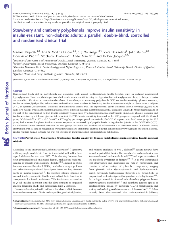 (PDF) Strawberry and cranberry polyphenols improve insulin sensitivity ...