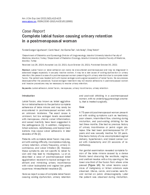 (PDF) Complete labial fusion causing urinary retention in a ...