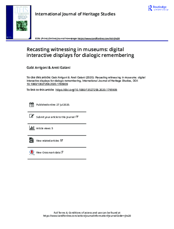 (PDF) Recasting witnessing in museums: digital interactive displays for ...