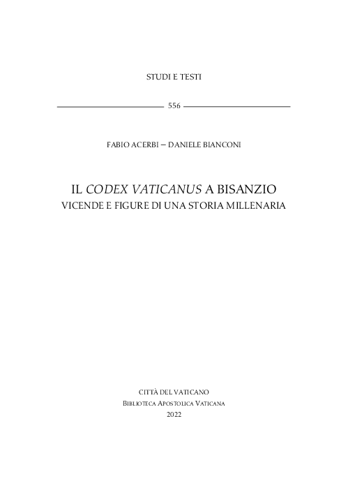 (PDF) Il Codex Vaticanus a Bisanzio. Vicende e figure di una storia ...