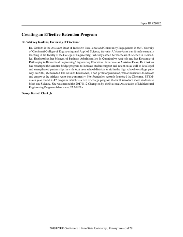 (PDF) Creating an Effective Retention Program