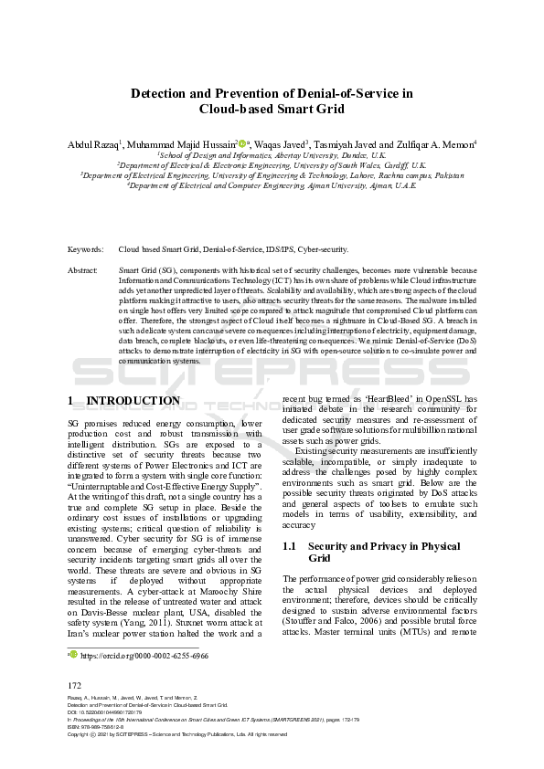 Pdf Detection And Prevention Of Denial Of Service In Cloud Based