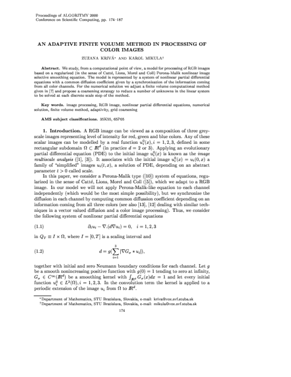 (PDF) An adaptive finite volume method in processing of color images