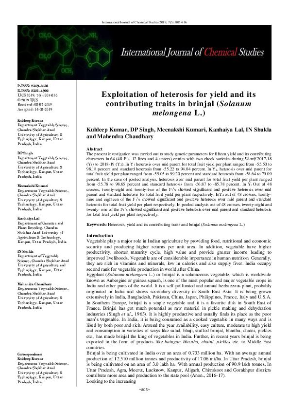 (PDF) Exploitation of heterosis for yield and its contributing traits ...