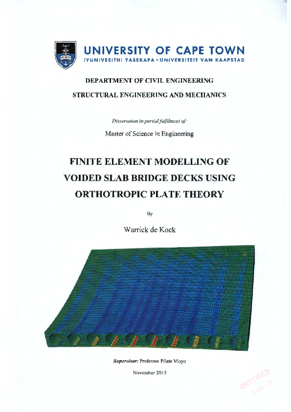 (PDF) Finite element modelling of voided slab bridge decks using orthotropic plate theory