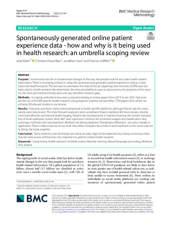 Spontaneously generated online patient experience data - how and why is ...