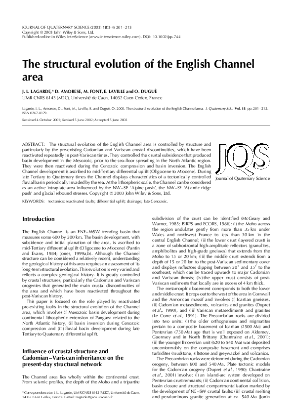 (PDF) The structural evolution of the English Channel area