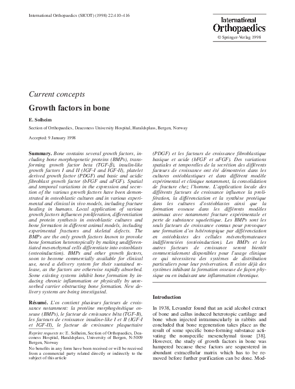 (PDF) Growth factors in bone