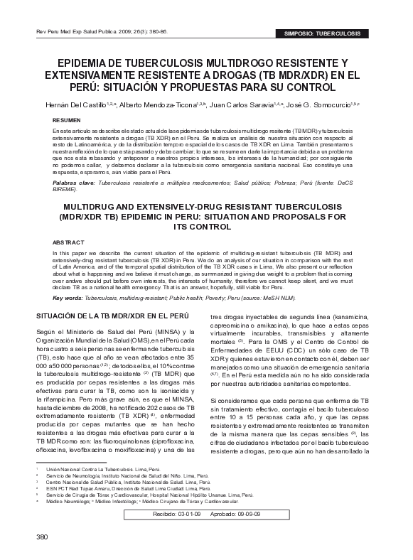 (PDF) Epidemia De Tuberculosis Multidrogo Resistente y Extensivamente ...