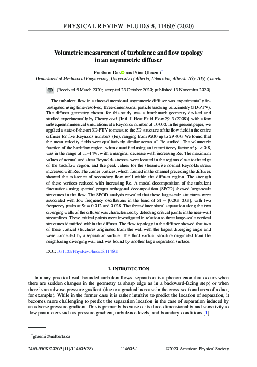 (PDF) Volumetric measurement of turbulence and flow topology in an ...