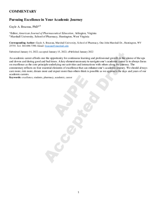 (PDF) Pursuing Excellence in Your Academic Journey