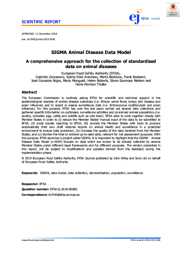 (PDF) SIGMA Animal Disease Data Model