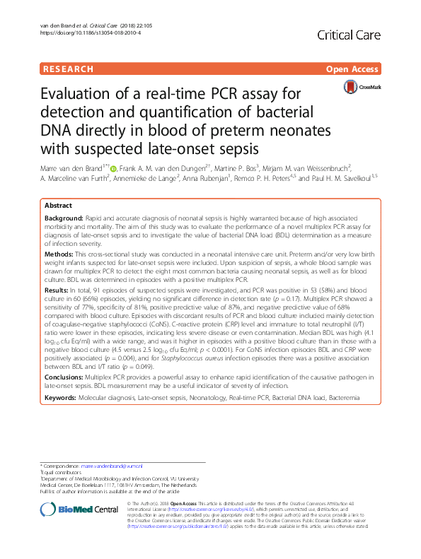 Pdf Evaluation Of A Real Time Pcr Assay For Detection And Quantification Of Bacterial Dna