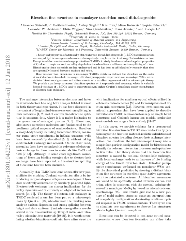 (PDF) Biexciton fine structure in monolayer transition metal ...