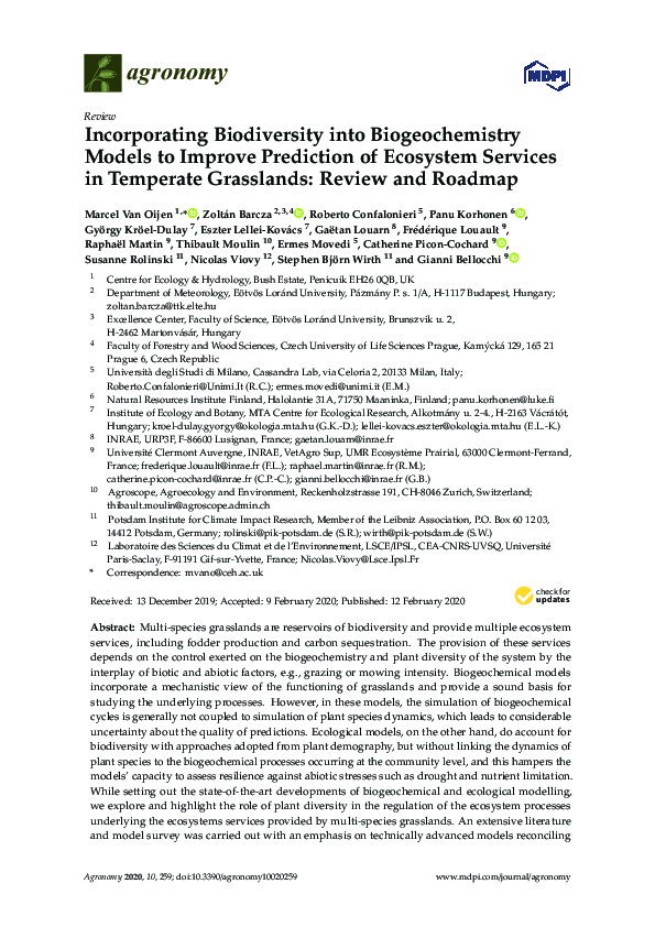 (PDF) Incorporating Biodiversity into Biogeochemistry Models to Improve ...