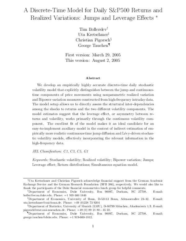 (PDF) A discrete-time model for daily S & P500 returns and realized ...