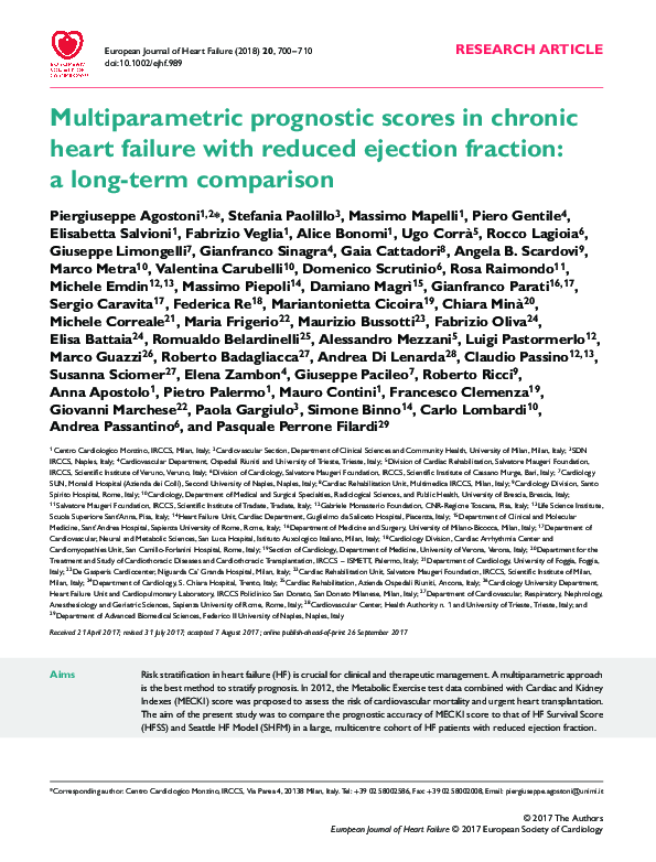 (PDF) Multiparametric prognostic scores in chronic heart failure with ...
