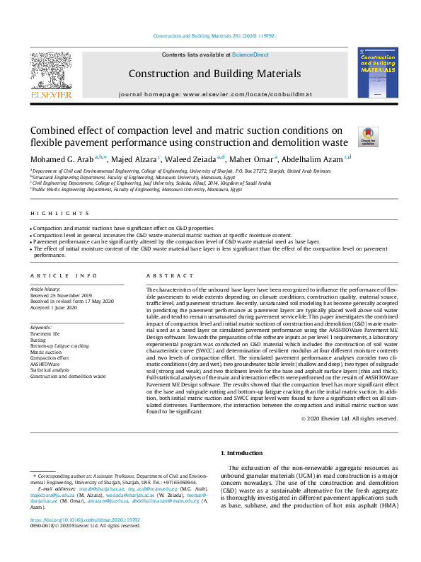 (PDF) Combined effect of compaction level and matric suction conditions on flexible pavement ...