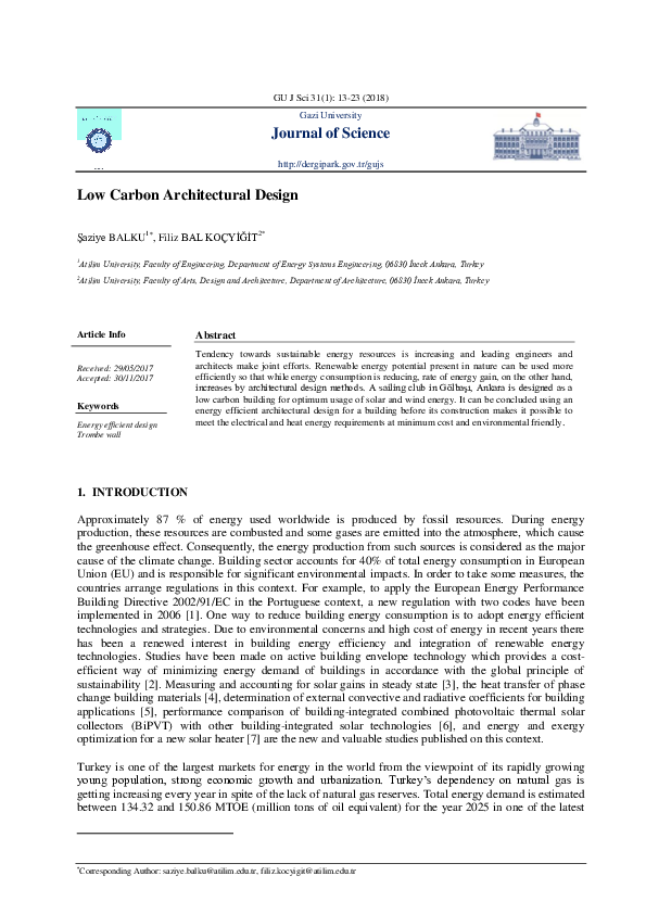 (PDF) Low Carbon Architectural Design | Associate Professor Dr. Filiz ...