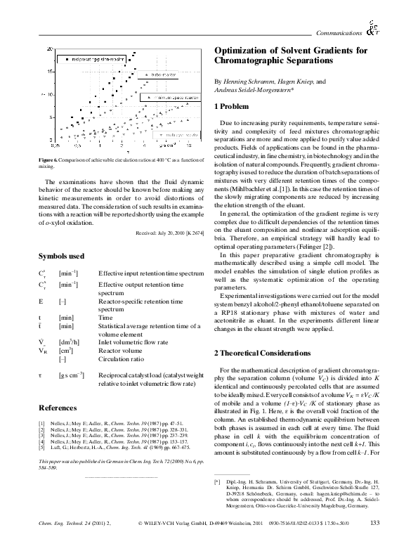 (PDF) Optimization of Solvent Gradients for Chromatographic Separations