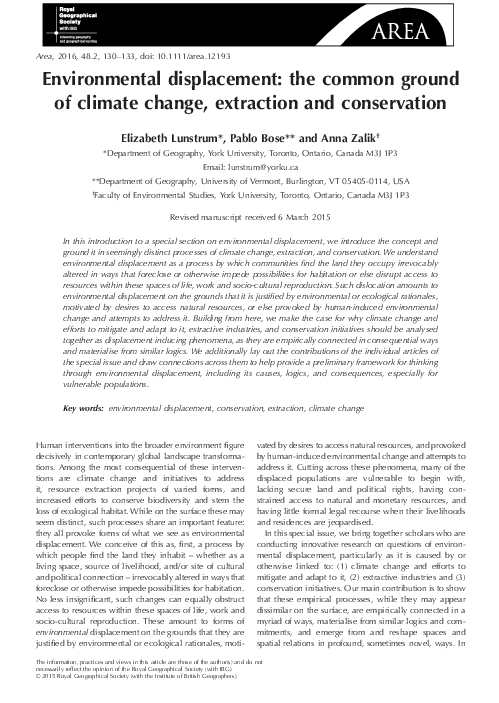 (PDF) Environmental displacement: the common ground of climate change ...