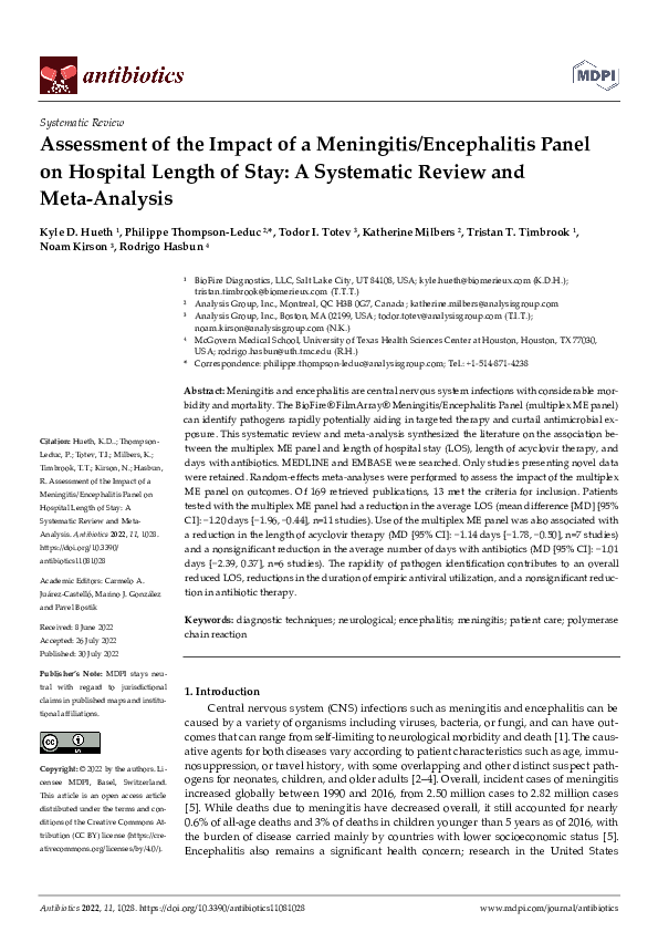 (PDF) Assessment of the Impact of a Meningitis/Encephalitis Panel on ...