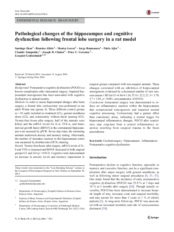 (PDF) Pathological changes of the hippocampus and cognitive dysfunction ...