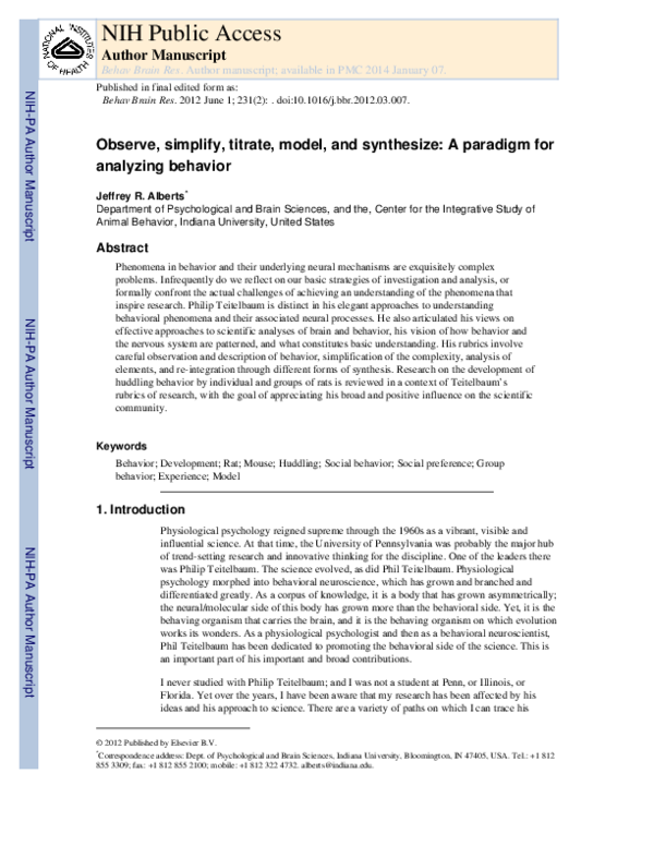 (PDF) Observe, simplify, titrate, model, and synthesize: A paradigm for ...