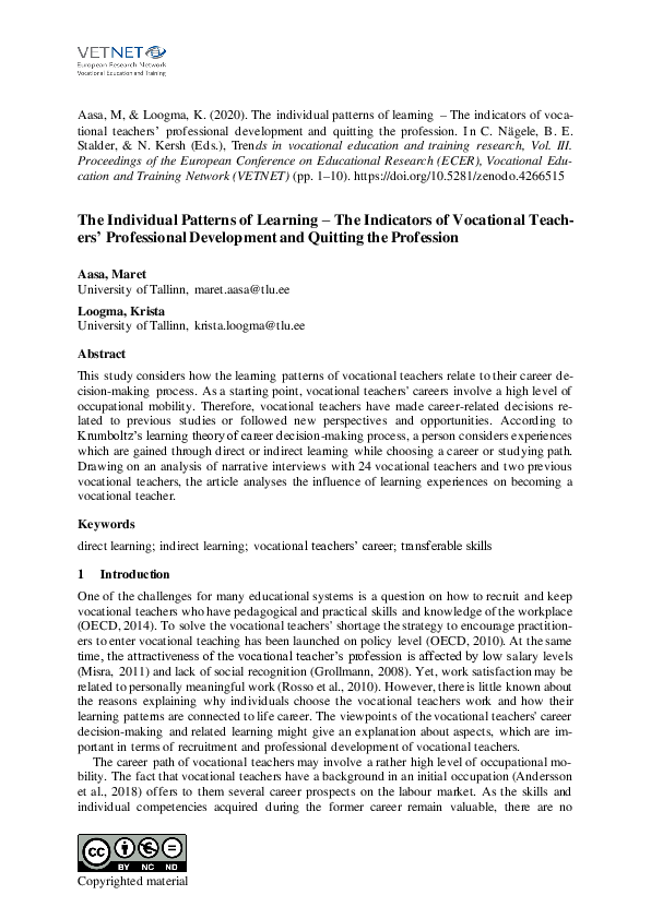 (PDF) The Individual Patterns of Learning ± The Indicators of ...