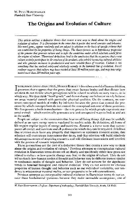 (PDF) The Origins and Evolution of Culture