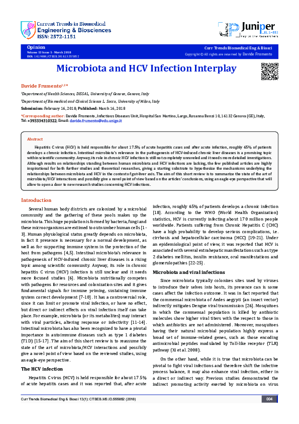 (PDF) Microbiota and HCV Infection Interplay | Davide Frumento ...
