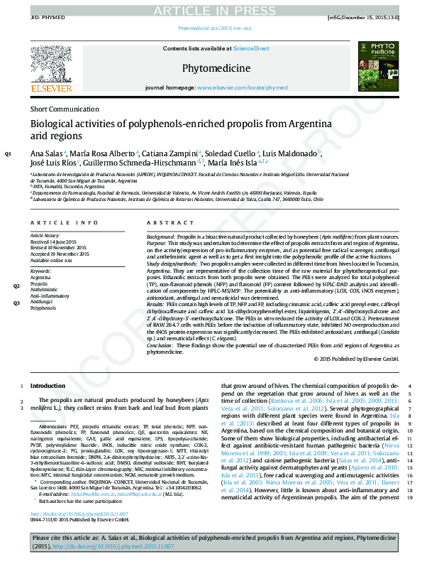 (PDF) Biological activities of polyphenols-enriched propolis from ...