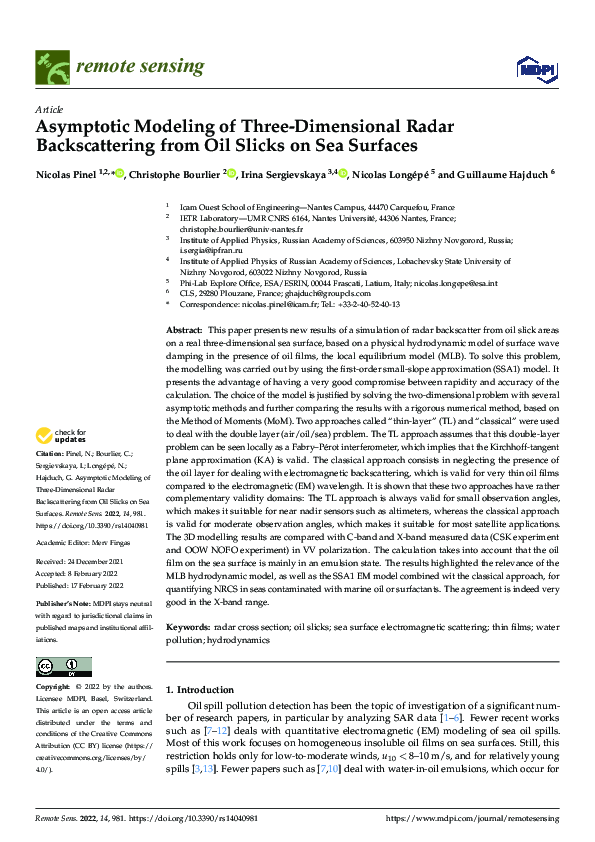 (PDF) Asymptotic Modeling of Three-Dimensional Radar Backscattering ...