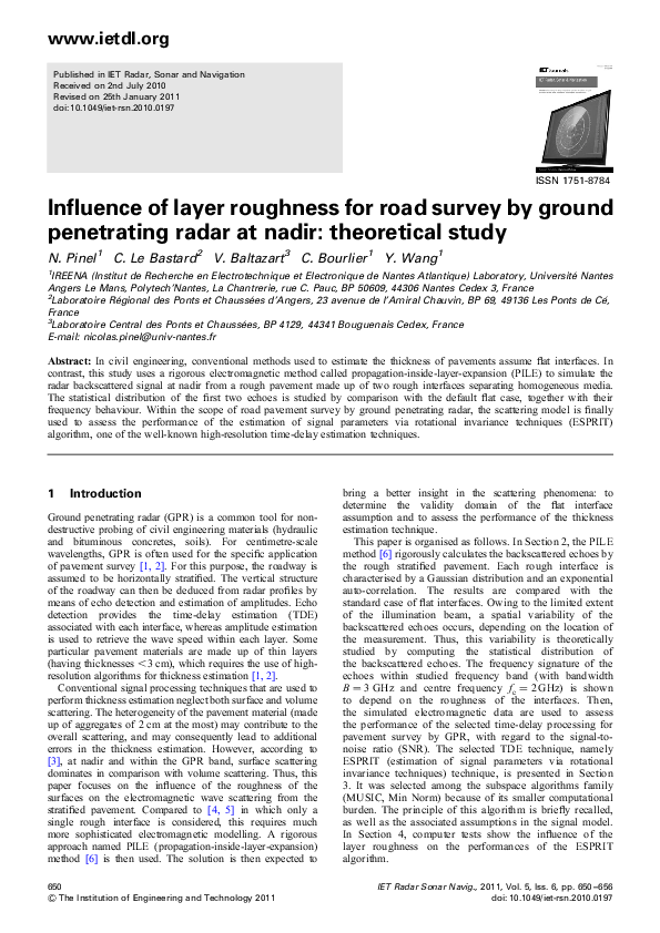Influence of layer roughness for road survey by ground penetrating ...