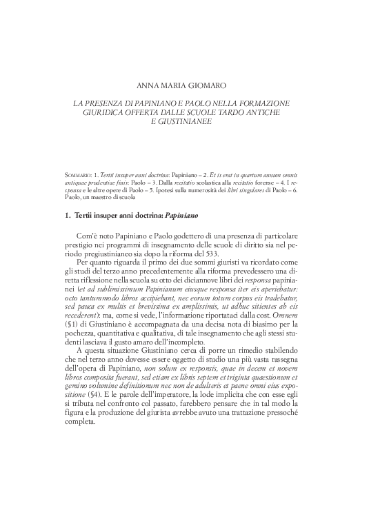 (PDF) La presenza di Papiniano e Paolo nella formazione giuridica ...