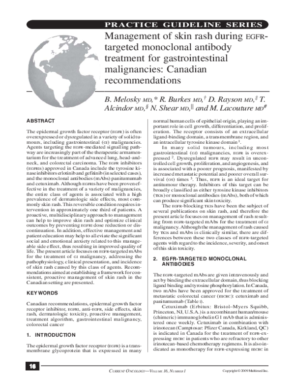 (PDF) Management of Skin Rash during egfr-Targeted Monoclonal Antibody ...