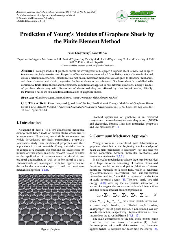 (PDF) Prediction of Young’s Modulus of Graphene Sheets by the Finite Element Method