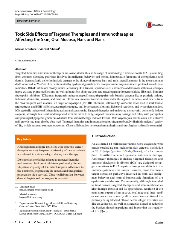 (PDF) Toxic Side Effects of Targeted Therapies and Immunotherapies ...