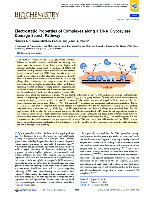(PDF) Electrostatic Properties of Complexes along a DNA Glycosylase ...