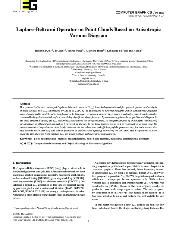 (PDF) Laplace-Beltrami Operator on Point Clouds Based on Anisotropic ...
