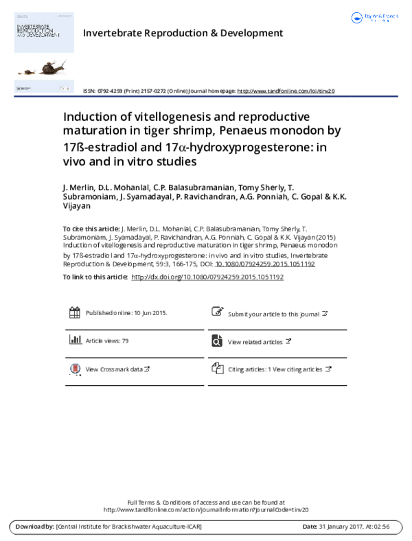 (PDF) Induction of vitellogenesis and reproductive maturation in tiger ...
