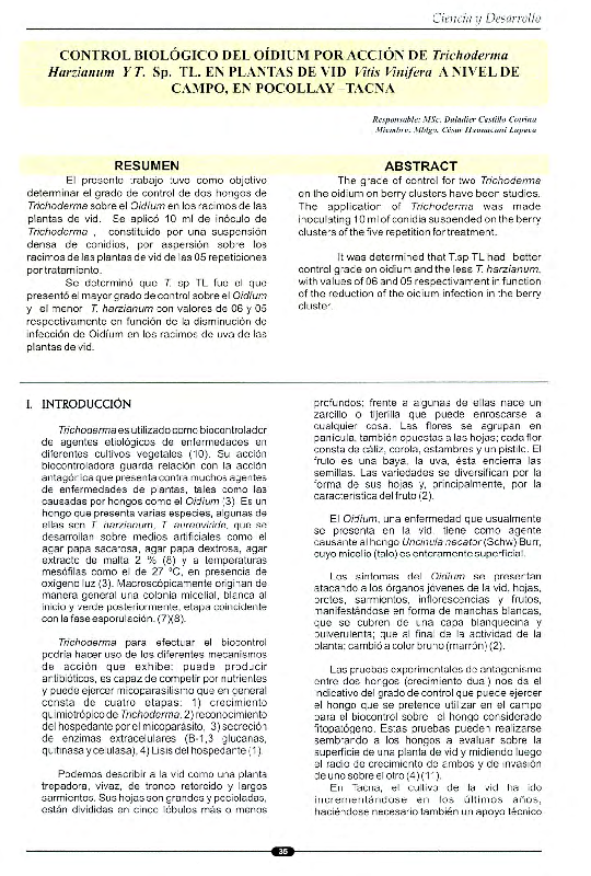 (PDF) CONTROL BIOLÓGICO DEL OÍDIUM POR ACCIÓN DE Trichoderma Harzianum ...