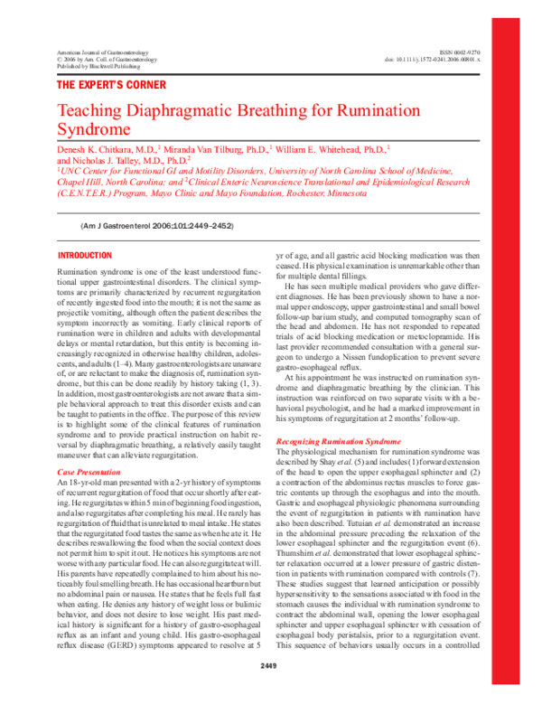 (PDF) Teaching Diaphragmatic Breathing for Rumination Syndrome