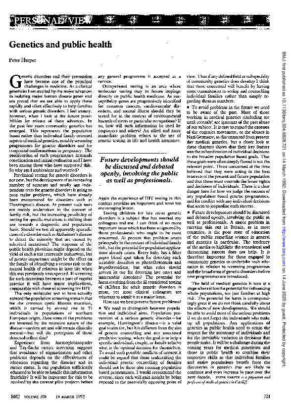 (PDF) Genetics and public health