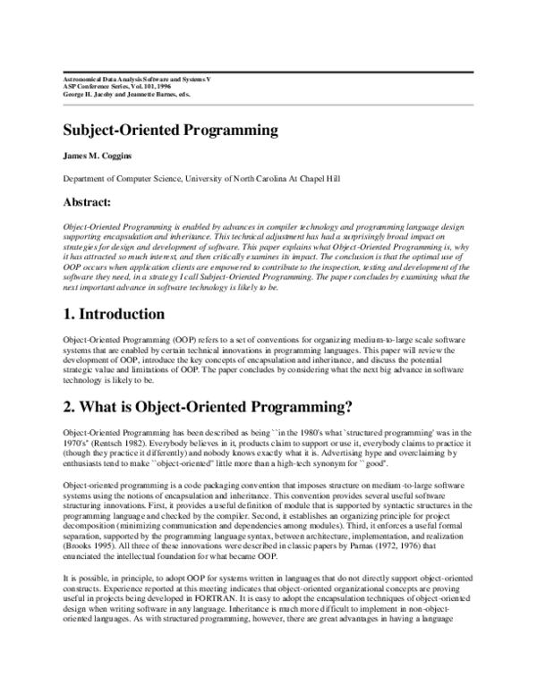 Pdf Subject Oriented Programming