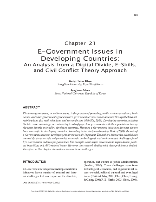 (PDF) E-Government Issues in Developing Countries