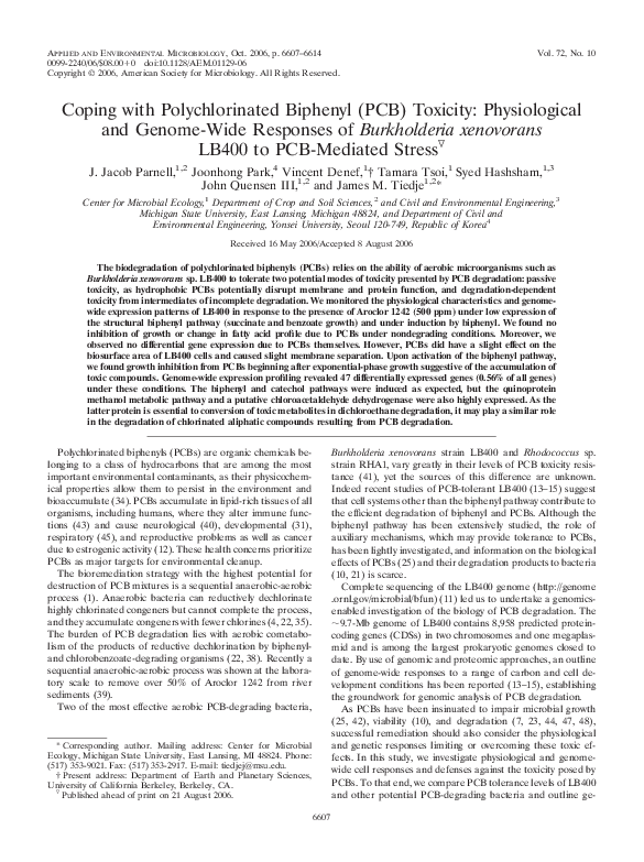 (PDF) Coping with Polychlorinated Biphenyl (PCB) Toxicity ...