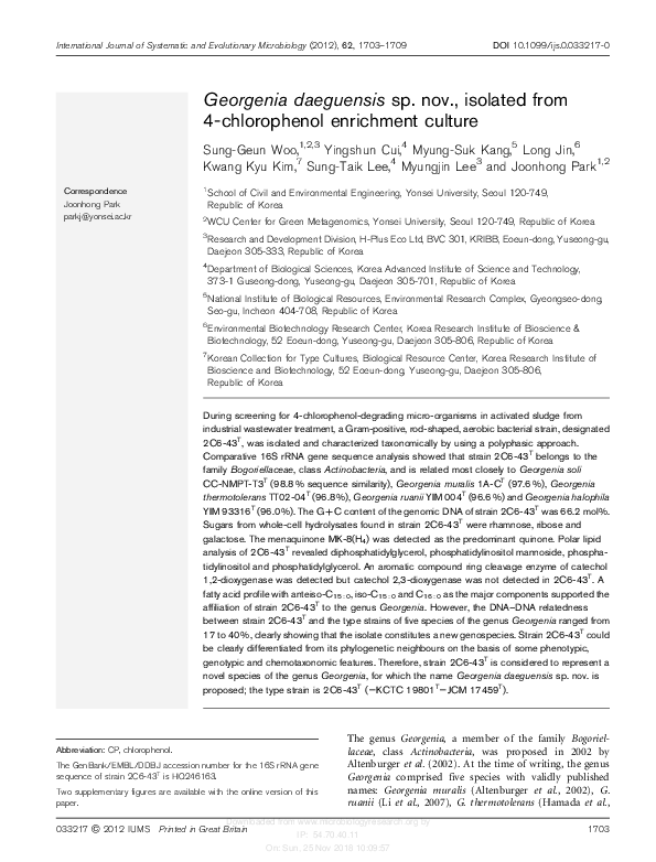 (PDF) Georgenia daeguensis sp. nov., isolated from 4-chlorophenol ...