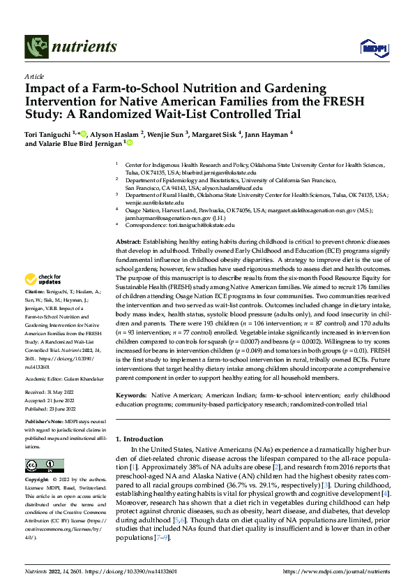 (PDF) Impact of a Farm-to-School Nutrition and Gardening Intervention ...