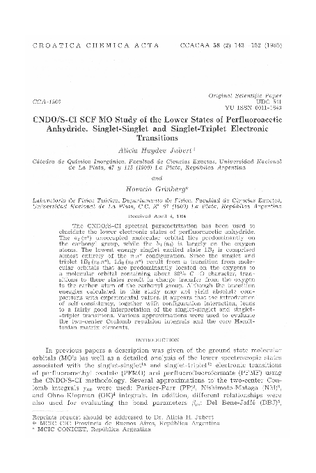 (PDF) CNDO / SCI SCF MO Study of the Lower States of Perfluoroacetic ...